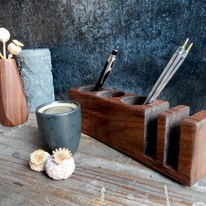 Pen Holder, Wood Desk Organizer. Wooden Pencil Holder, Wood Desk ...