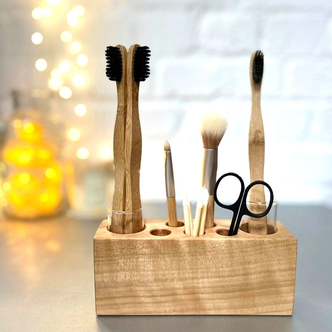 Wooden Bathroom Organizer, Zero Waste Cosmetic Stand, Bathroom Storage ...