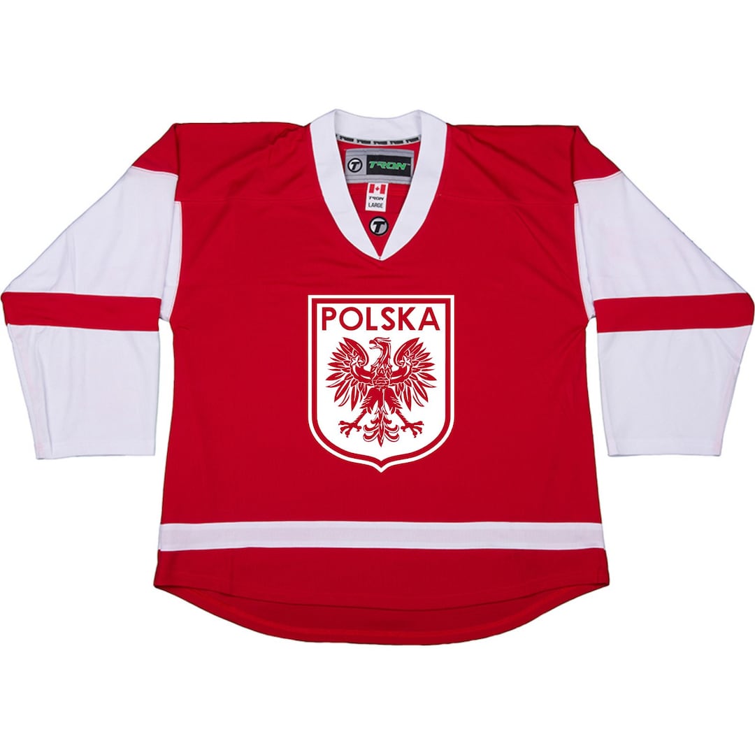 Customized Poland Polska Shield Graphic on an Ice Hockey Jersey With ...