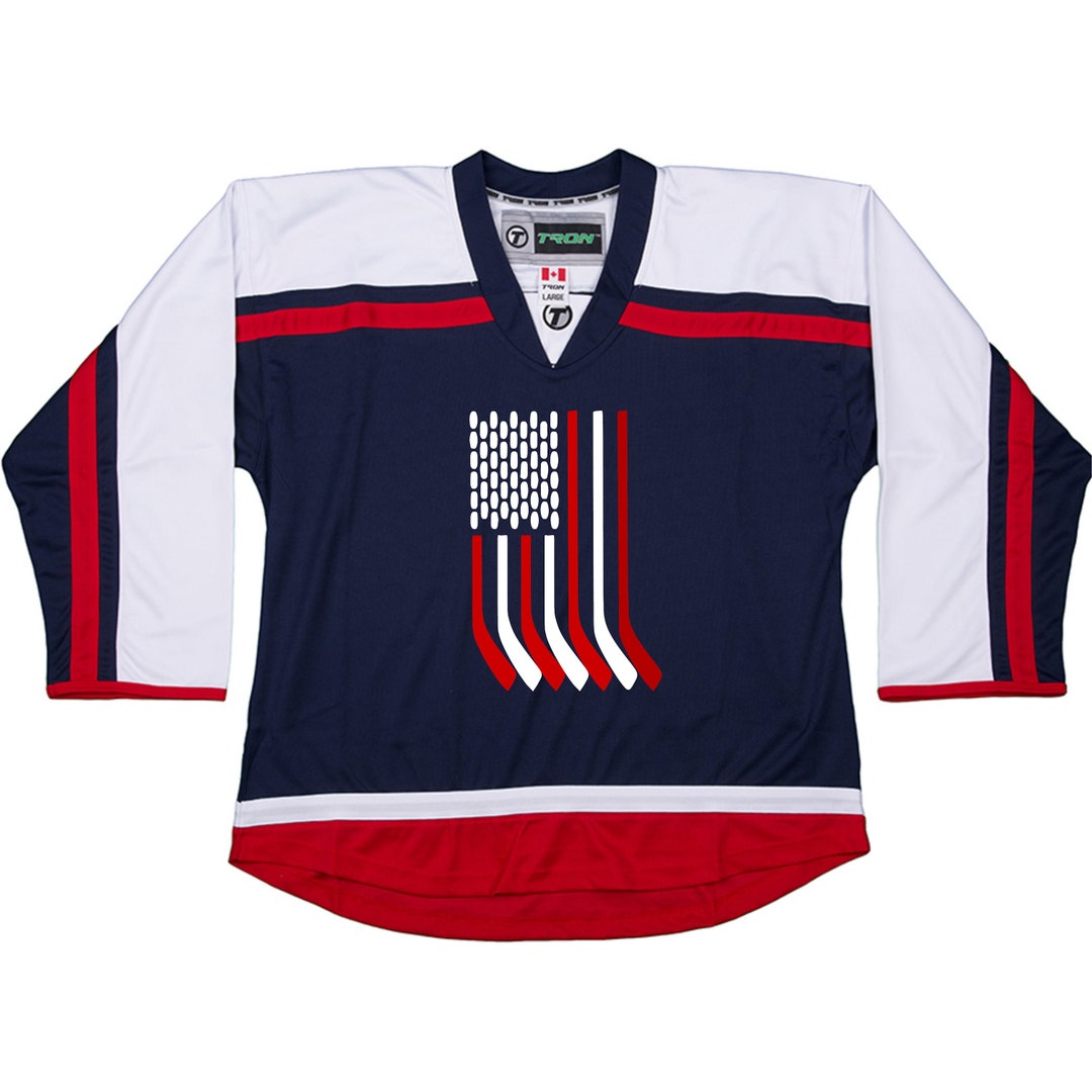 Custom USA Stick Flag Ice Hockey Jersey Customized With Your Name ...
