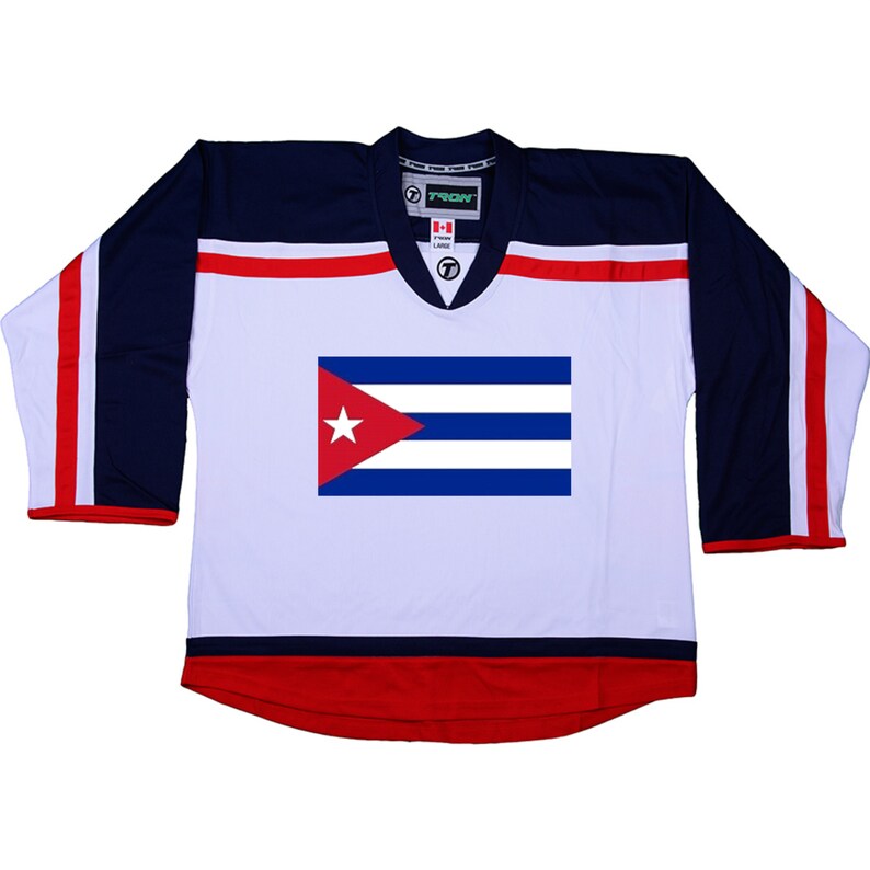 Customized Cuban Flag Graphic on an Ice Hockey Jersey With Name ...