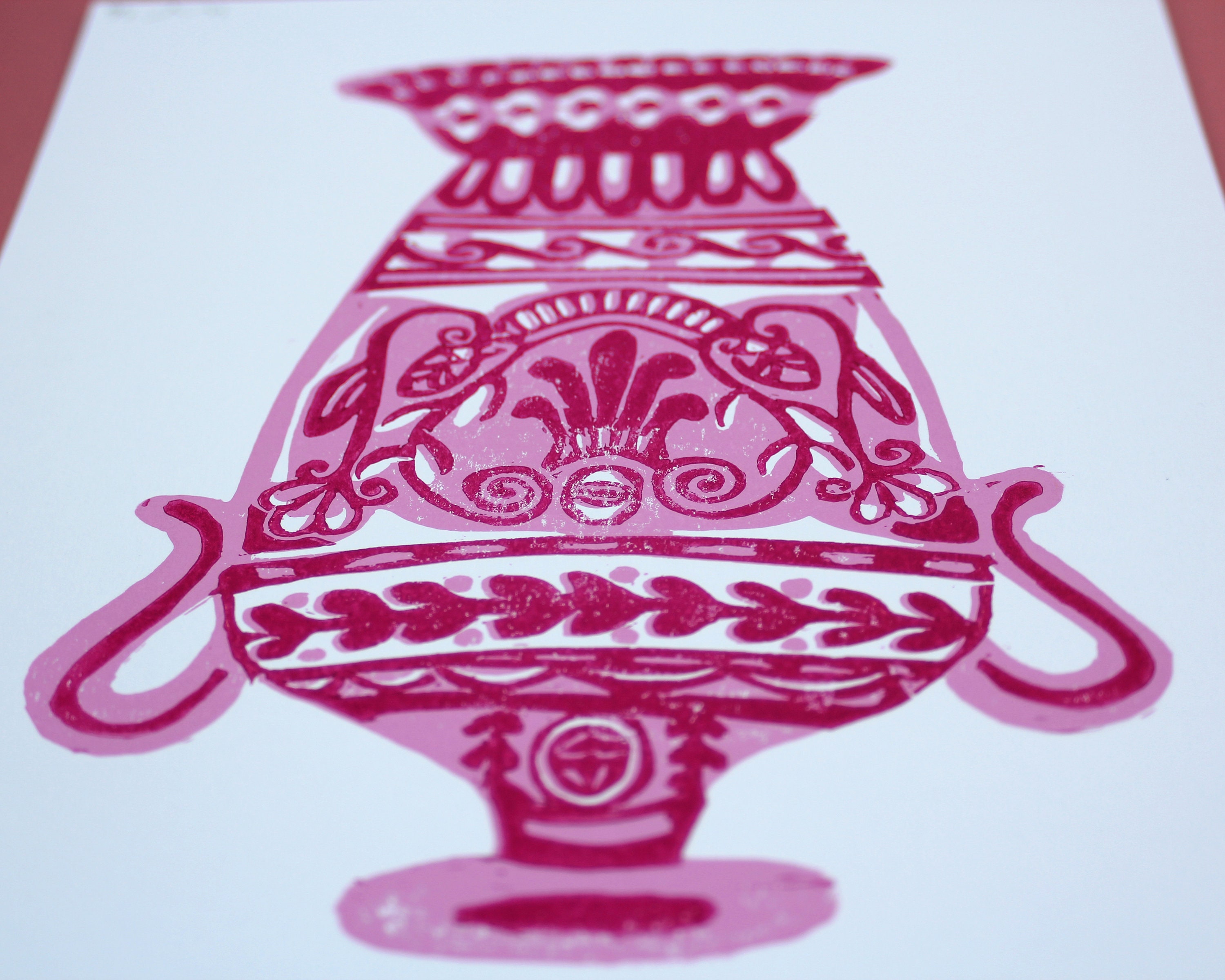 Greek Vase Original Reduction Lino Print | Ancient Greek Pottery ...