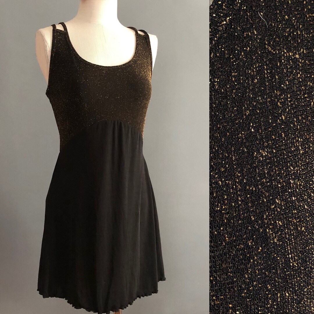 80s Gold Glitter Disco Dress Disco Dress With Built in Panty - Etsy