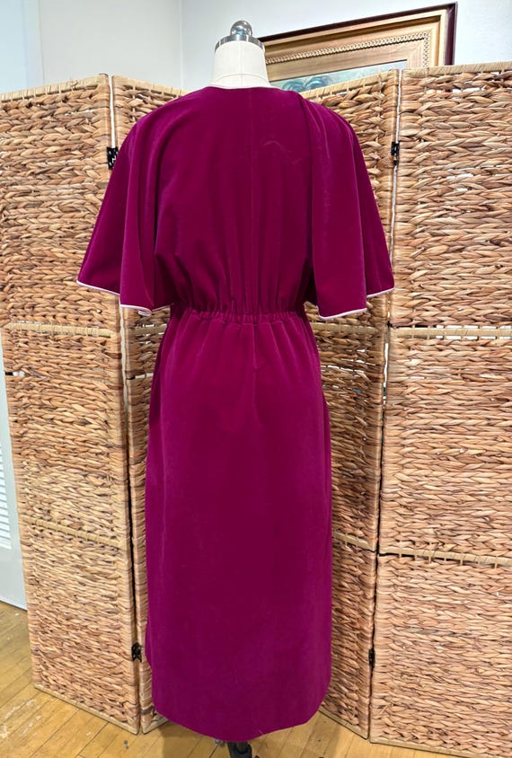Vintage 60s Maroon Velvet Velour Robe, Long Vanity Fa… - Gem