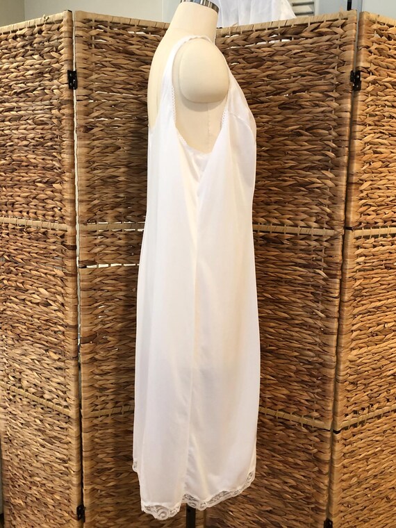 Vintage 1970s Sheer White Full Slip, Lace Trim Nylon … - Gem