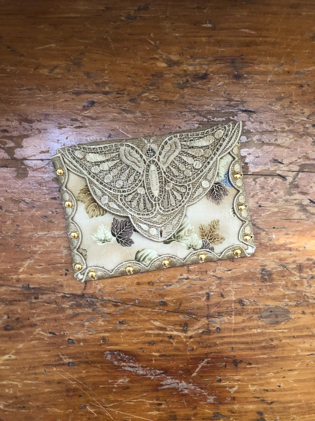 Vintage Boho Button Purse, Letter Purse, Coin Purse, Maple Leaves and ...