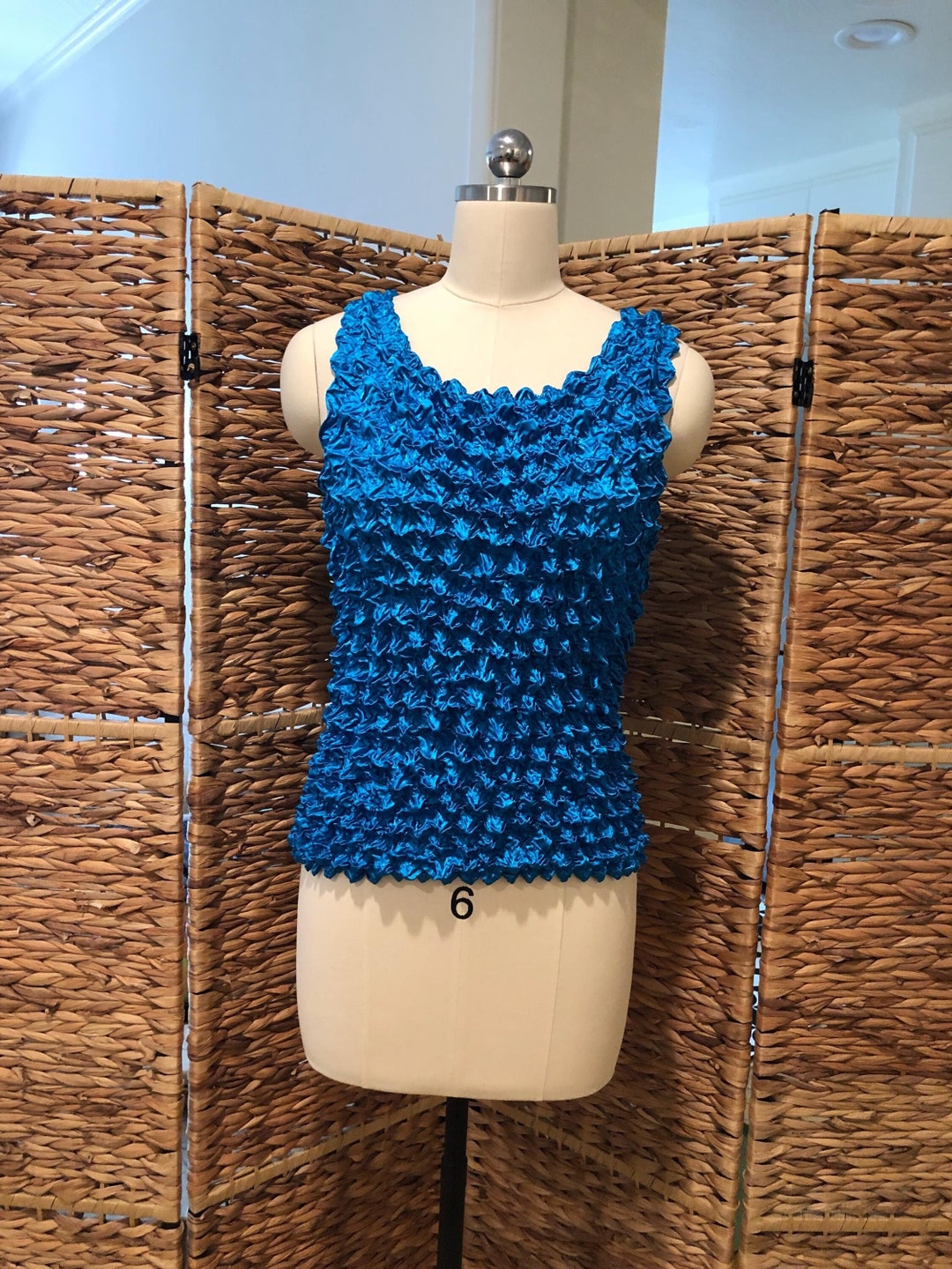 Popcorn Top, 90s Y2K Magic Popcorn Top, Sleeveless Blue Bubble Shirt ...
