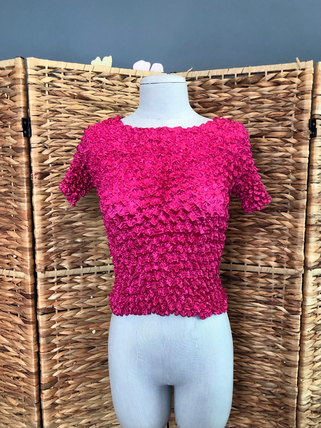 Popcorn Top, Raspberry Pink Magic Popcorn Top, Bubble Shirt, Crinkle ...