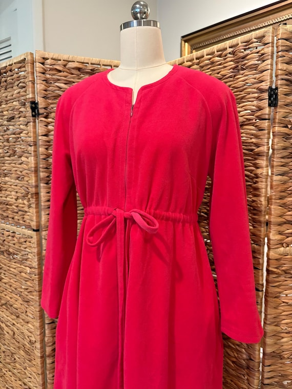 Vintage 60s Hot Pink Velour Velvet Robe, Long Vanity … - Gem