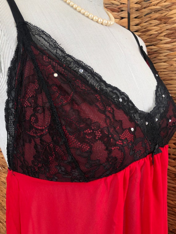 Babydoll Lingerie, Gilligan O'Malley 90s Sheer Red an… - Gem