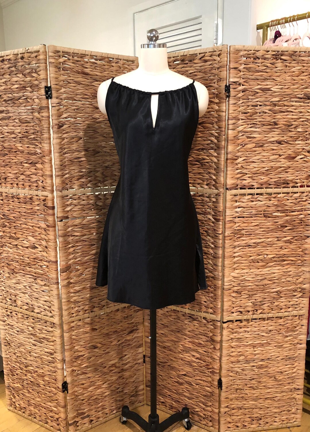 Large Black Satin Slip, Avon Vintage Slip Dress, Fit and Flair, Cris ...