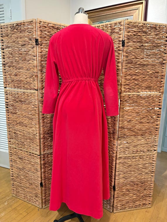 Vintage 60s Hot Pink Velour Velvet Robe, Long Vanity … - Gem