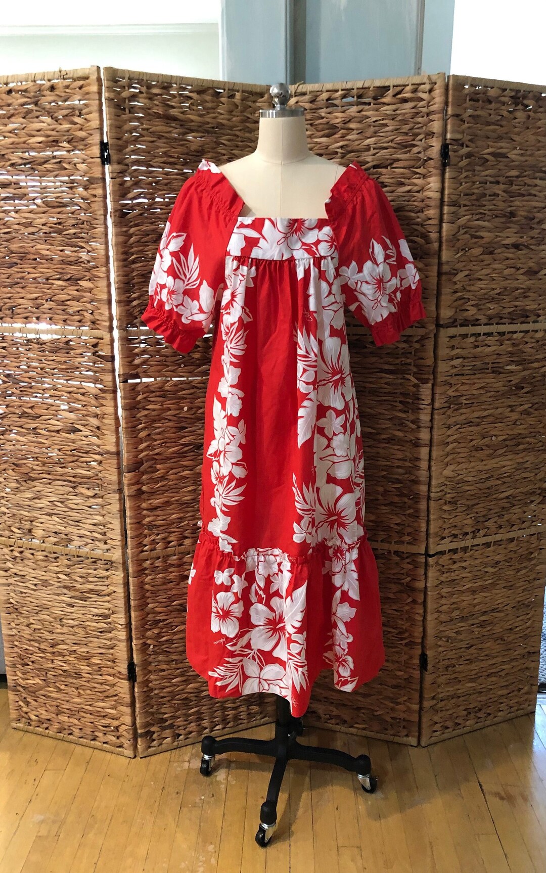 Vintage 70s Hibiscus Print Hawaii Caftan, Tamari Vintage Kaftan, Mumu ...