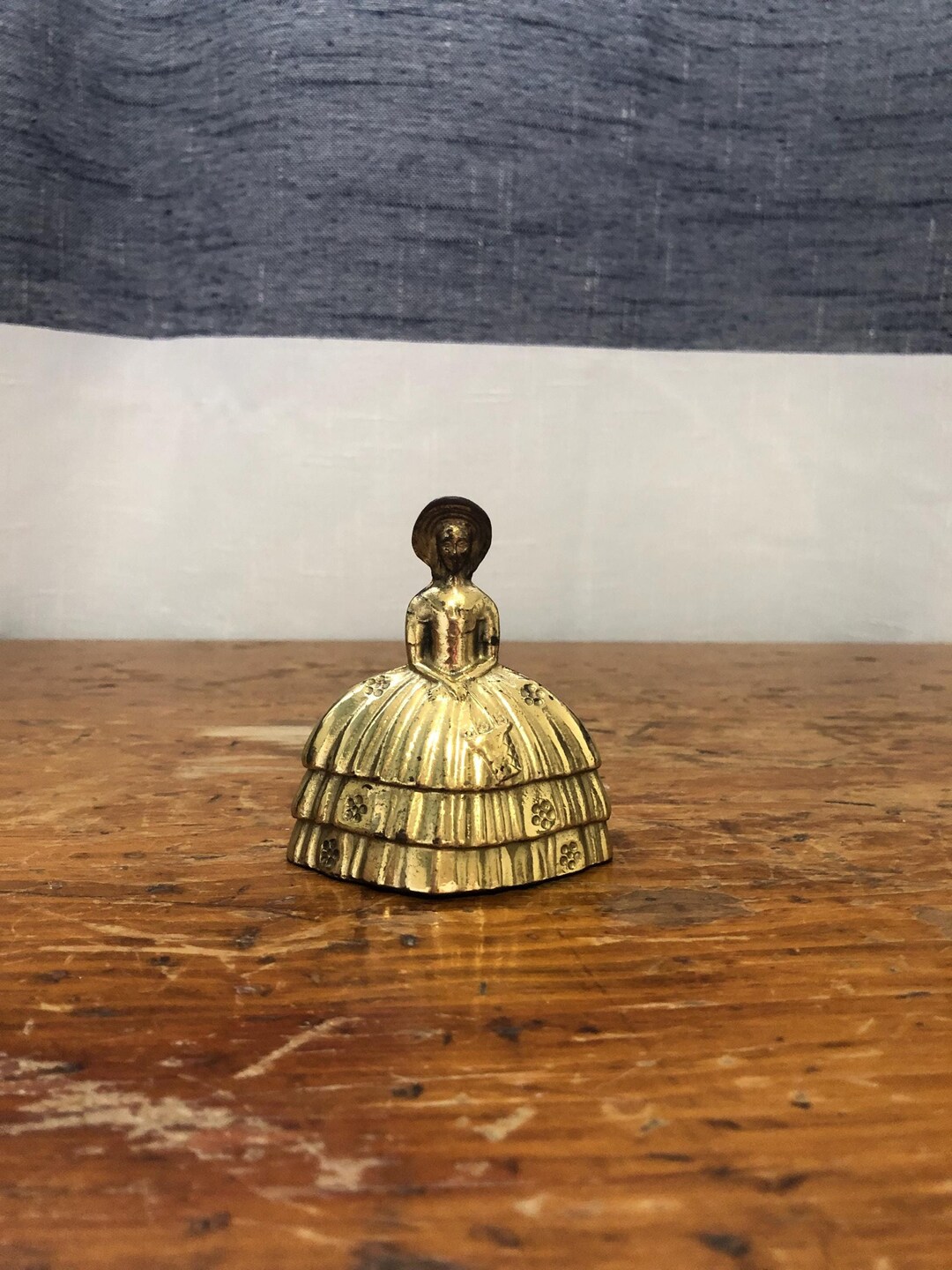Vintage Brass Bell, Made in England, Woman in a Crinoline Petticoat and ...