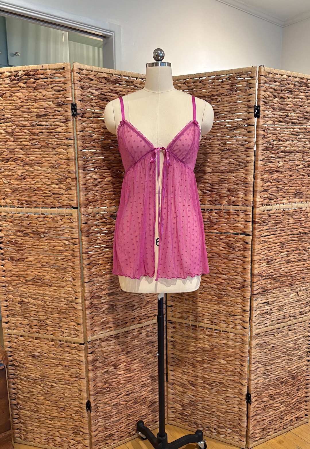 00s Y2K See Through Sheer Magenta Babydoll, XS - Etsy