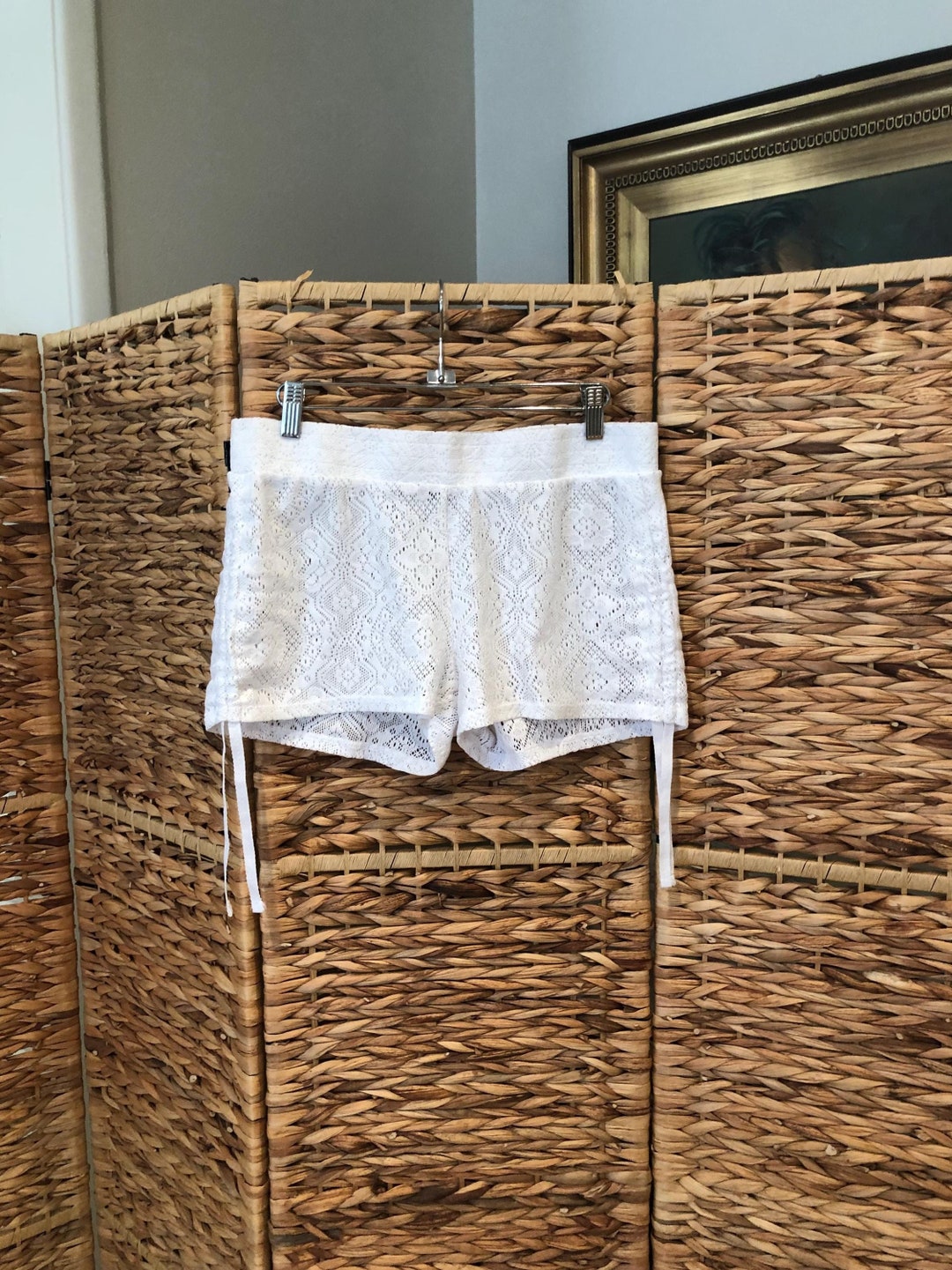 Vintage 1990s White Lace Joe Boxer Shorts, See Through Shorts, Tie Side ...