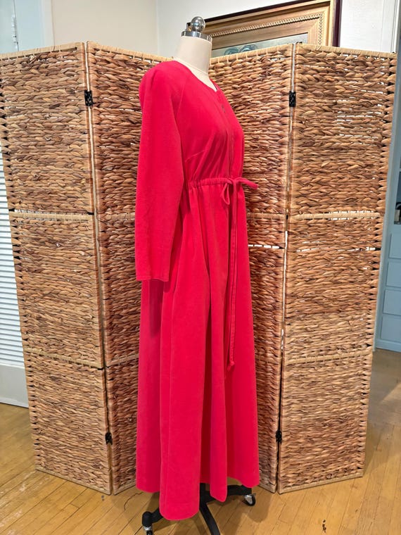 Vintage 60s Hot Pink Velour Velvet Robe, Long Vanity … - Gem