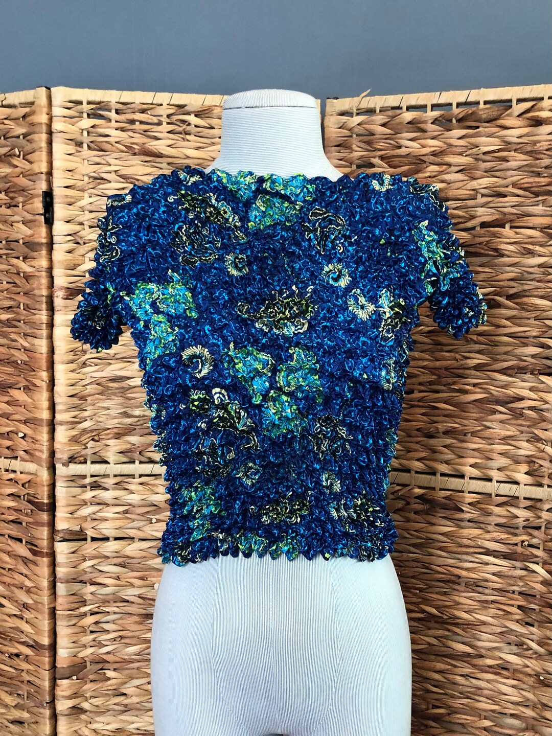 Popcorn Top, Blue Magic Popcorn Top, 90s Y2K Bubble Shirt, Crinkle Top ...