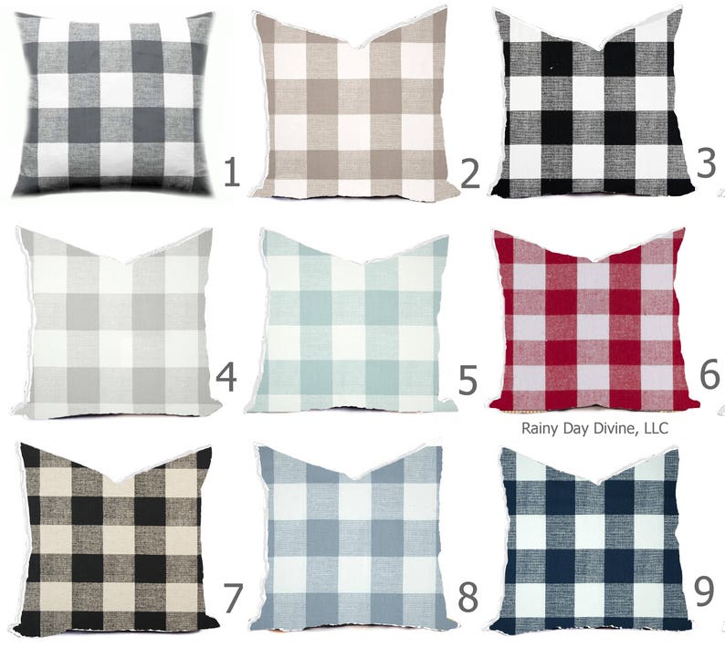 Pillows Covers - Buffalo Check Plaid Multiple Colors Black Red Blue ...