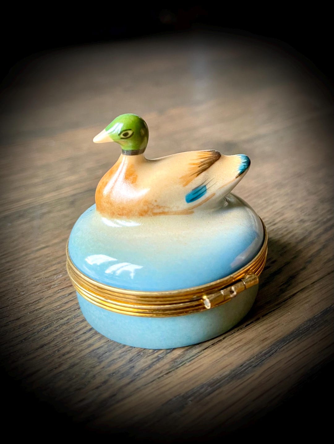 Limoges Jewelry Box Porcelain Duck on the Water Curios Jewelry Storage ...