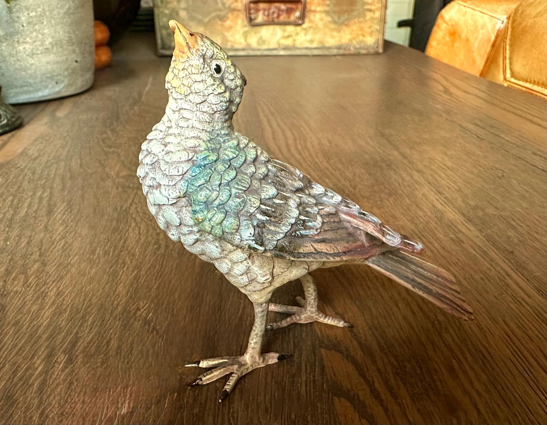 Viennese Bronze Big Bird Bronze Antique Cold Painted Animal Figurine ...