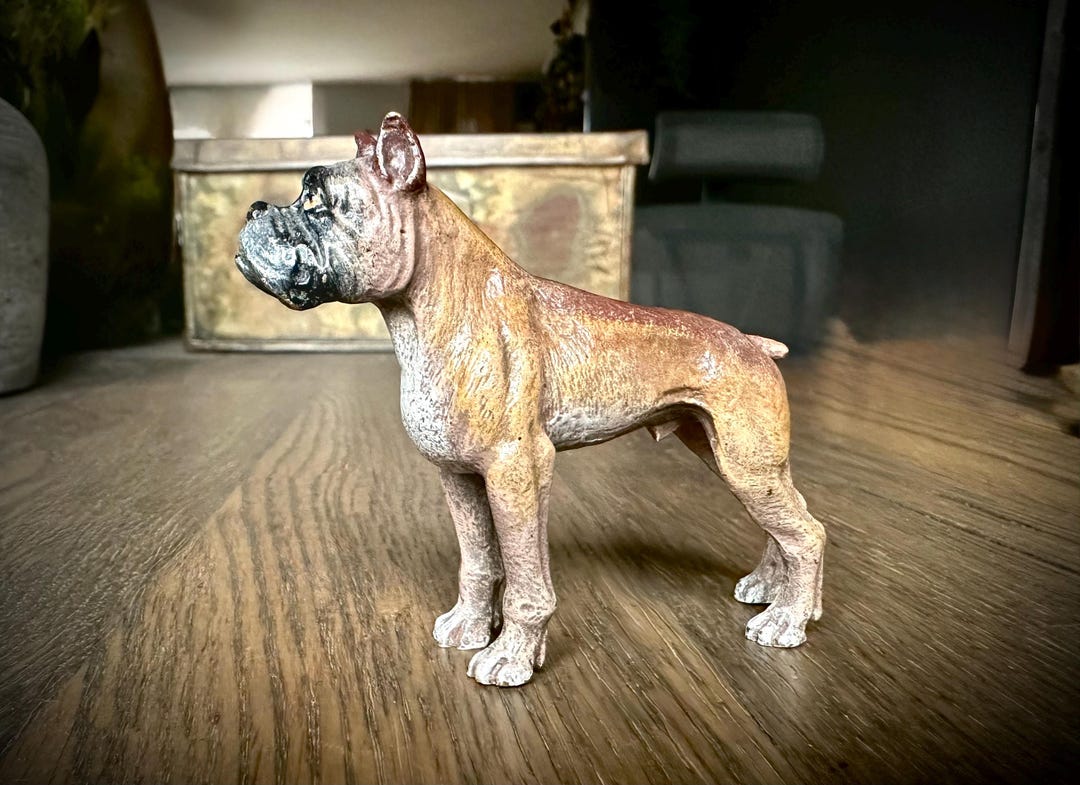 Viennese Bronze Boxer Dog Bronze Antique Cold Painted Animal Figurine ...