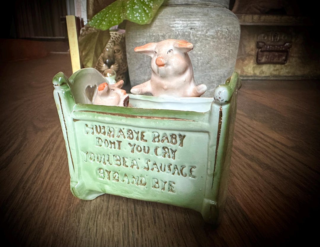 Antique Porcelain Figurine Made in Germany Pig and Baby Pig Cradle ...