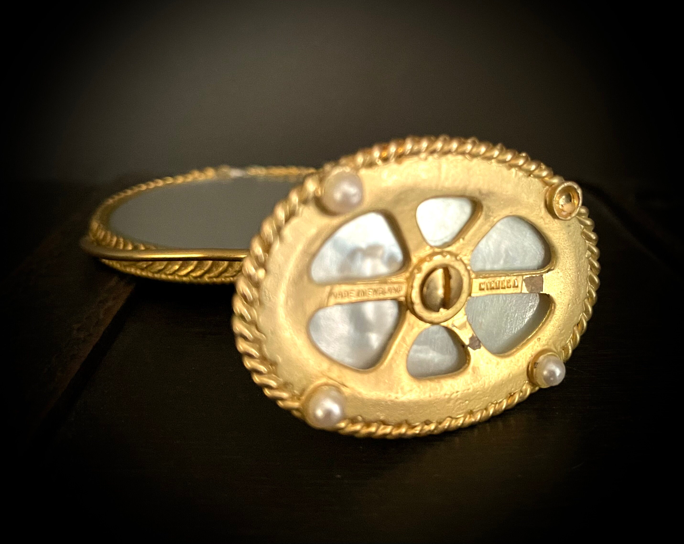 Vintage Mirror Vanity Mirror Gold-colored Round Antique Brocante ...