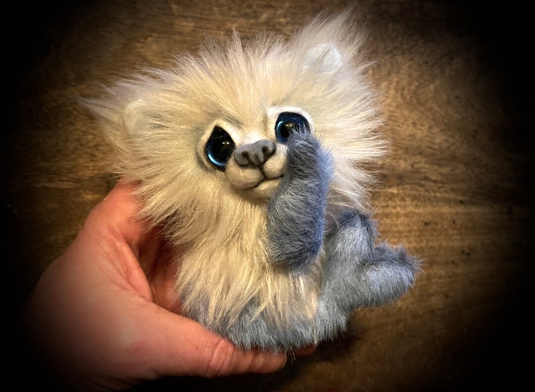Ooak Doll Art Toy Mermaid Cat Teddy Bear Mohair Ooak Bear Needle Felted ...
