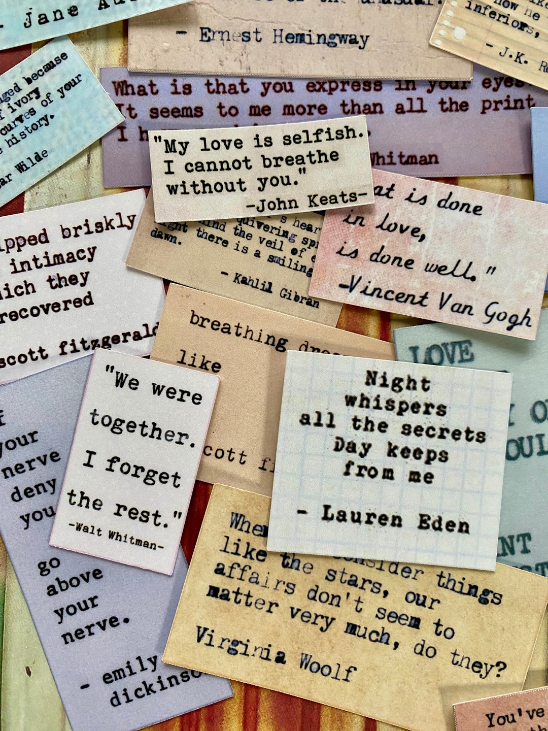 Pack of 21 Waterproof Vinyl Poetry Stickers, Inspirational Quotes Poems ...
