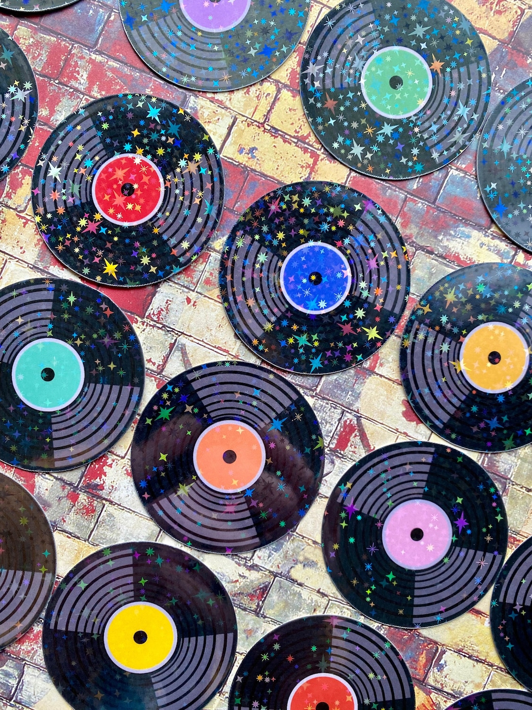 Pack of 20 Waterproof Vinyl Retro Record Stickers, Vintage Groovy Vinyl ...