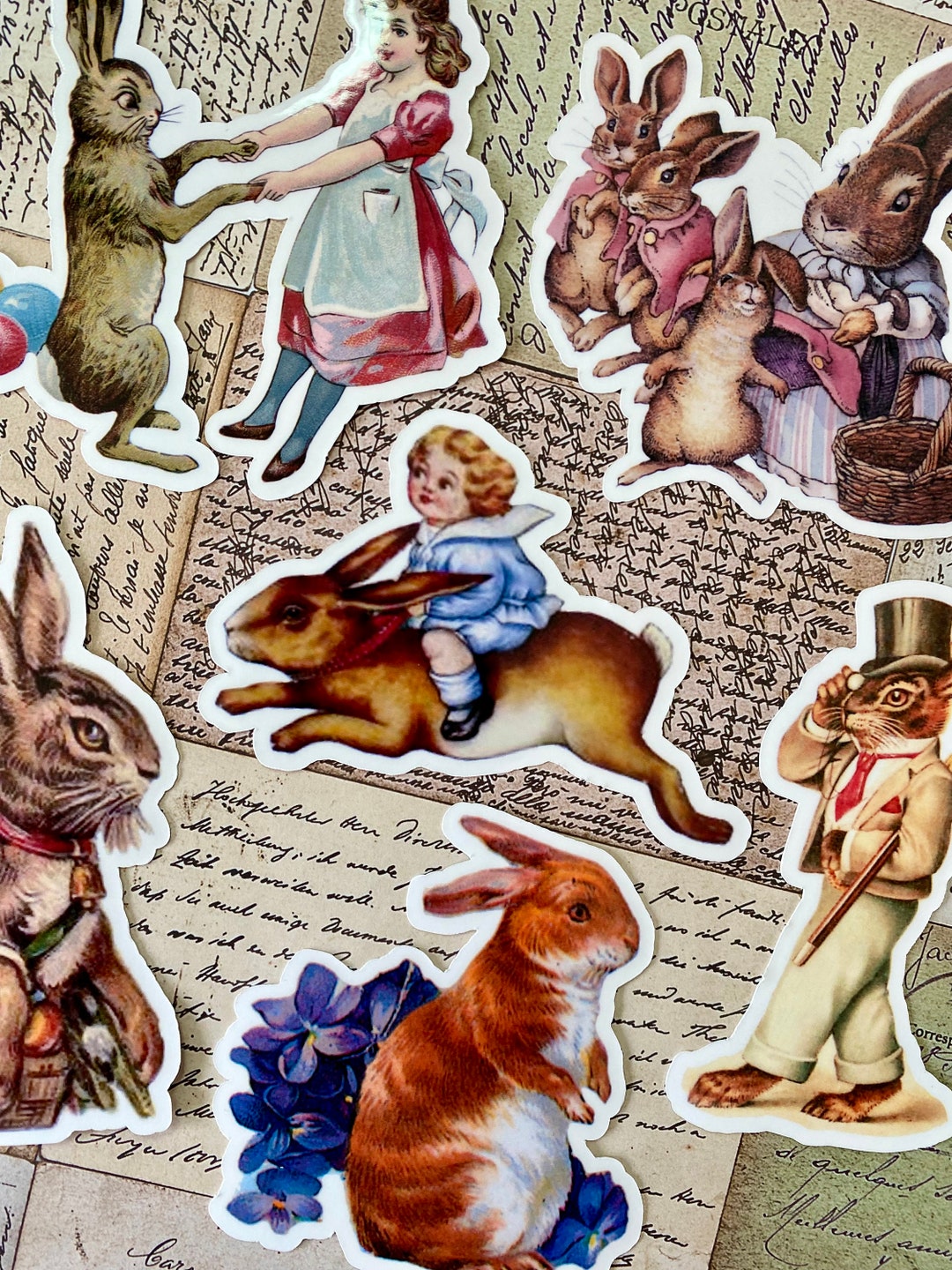 Pack of 6 Waterproof Vinyl Vintage Easter Stickers, Retro Victorian ...