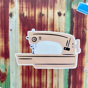 Pack of 10 Waterproof Vinyl Vintage Sewing Machine Stickers, Retro ...