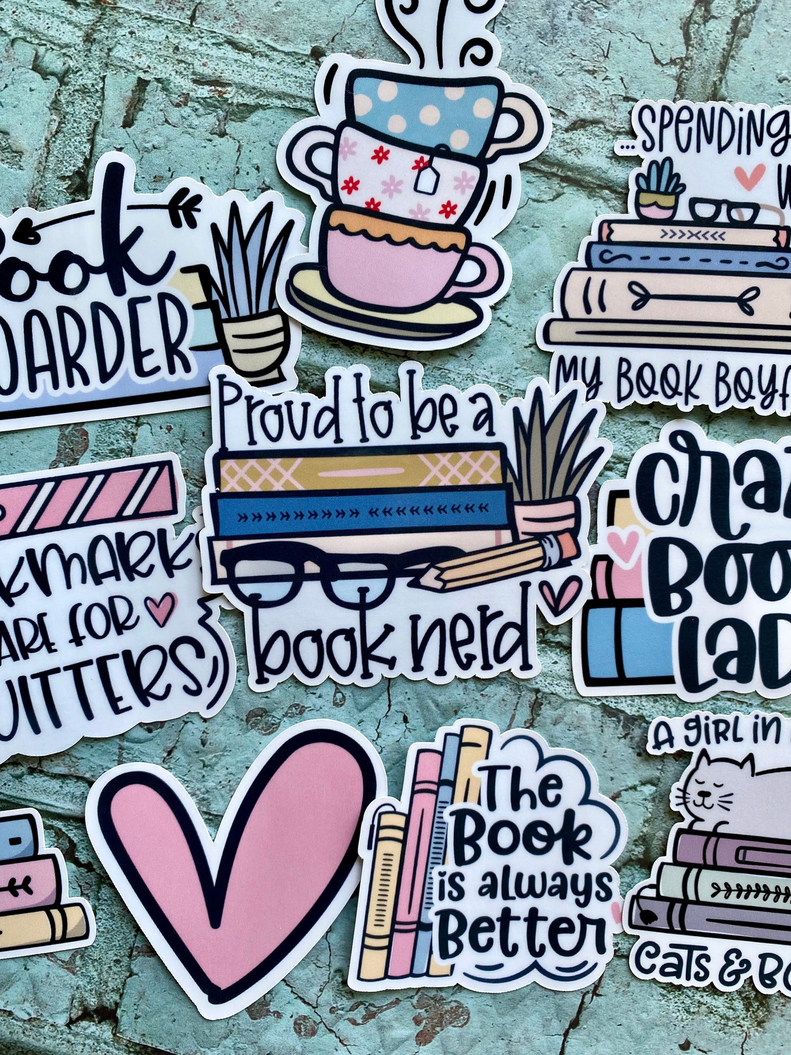 Pack of 10 Waterproof Vinyl Book Lover Stickers Reading | Etsy