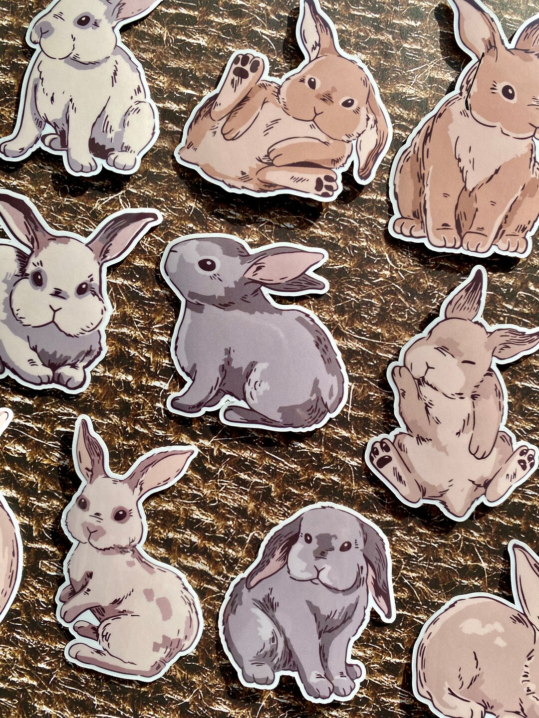 Pack of 10 Waterproof Vinyl Cute Rabbit Stickers, Easter Bunny Sticker ...