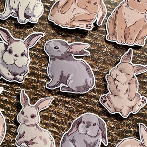 Pack of 10 Waterproof Vinyl Cute Rabbit Stickers, Easter Bunny Sticker ...