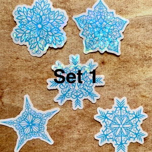 Pack of 5 Waterproof Vinyl Snowflake Stickers, Christmas Winter Sticker ...