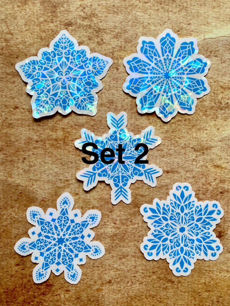 Pack of 5 Waterproof Vinyl Snowflake Stickers Winter Sticker - Etsy