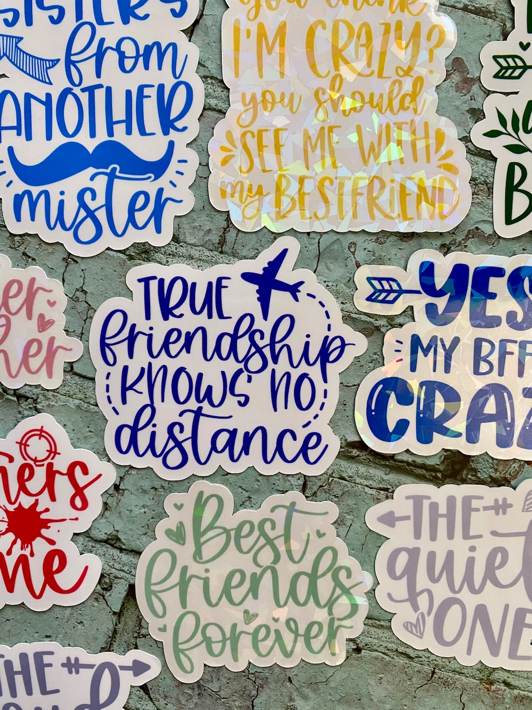 Pack of 15 Waterproof Vinyl Friendship Stickers, Best Friends Sticker ...