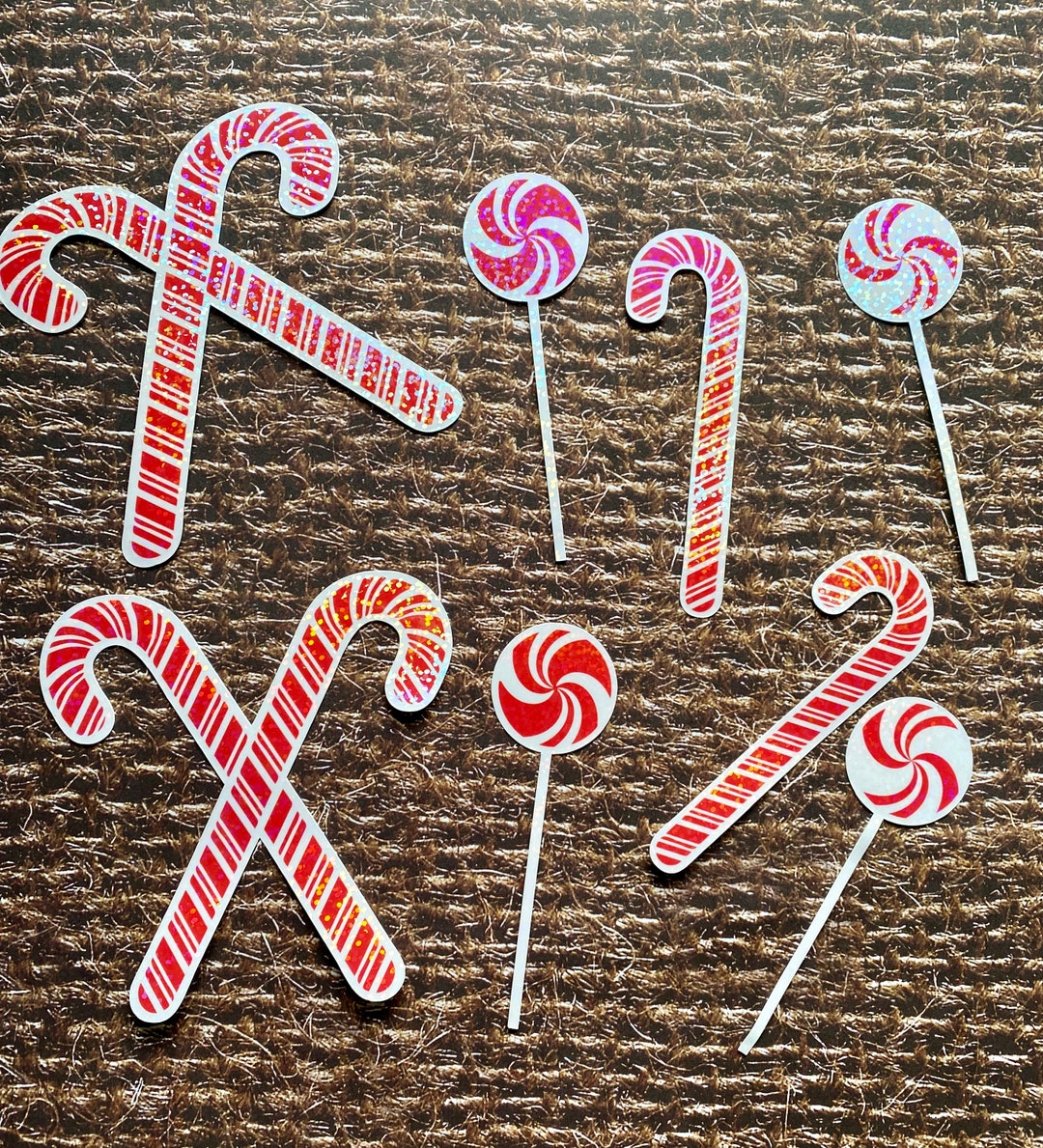 Pack of 8 Waterproof Vinyl Candy Cane Stickers, Christmas Holiday ...
