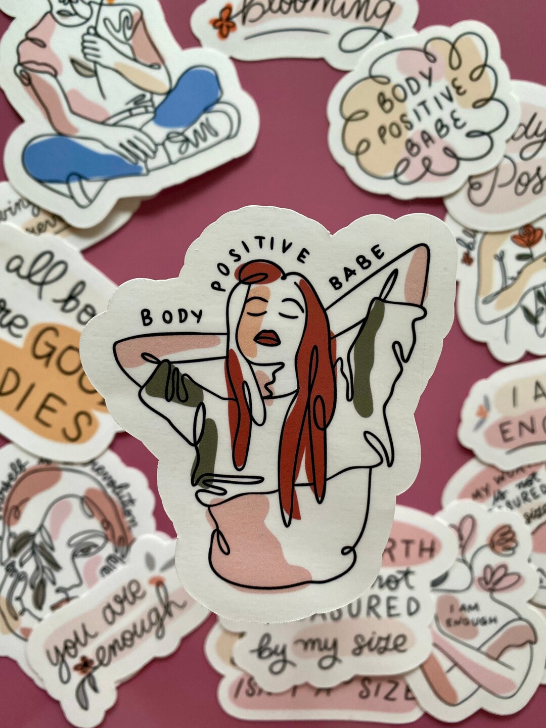 Pack of 15 Waterproof Vinyl Body Positive Stickers, Positivity Body ...