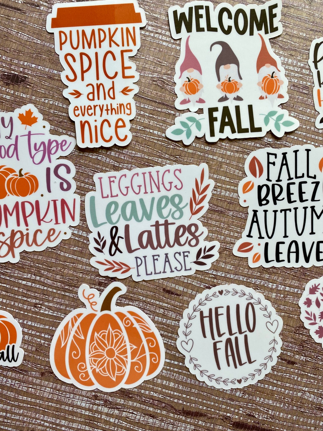Pack of 10 Waterproof Vinyl Fall Stickers, Autumn Seasonal Sticker Pack ...