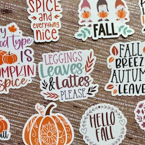 Pack of 10 Waterproof Vinyl Fall Stickers, Autumn Seasonal Sticker Pack ...
