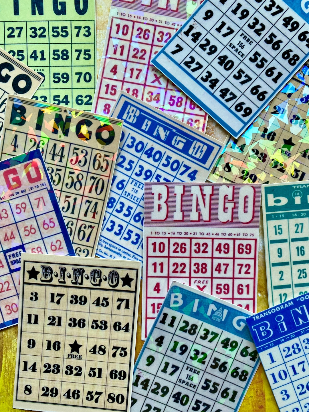 Pack of 9 Waterproof Vinyl Vintage Bingo Card Stickers, Bingo Supplies ...
