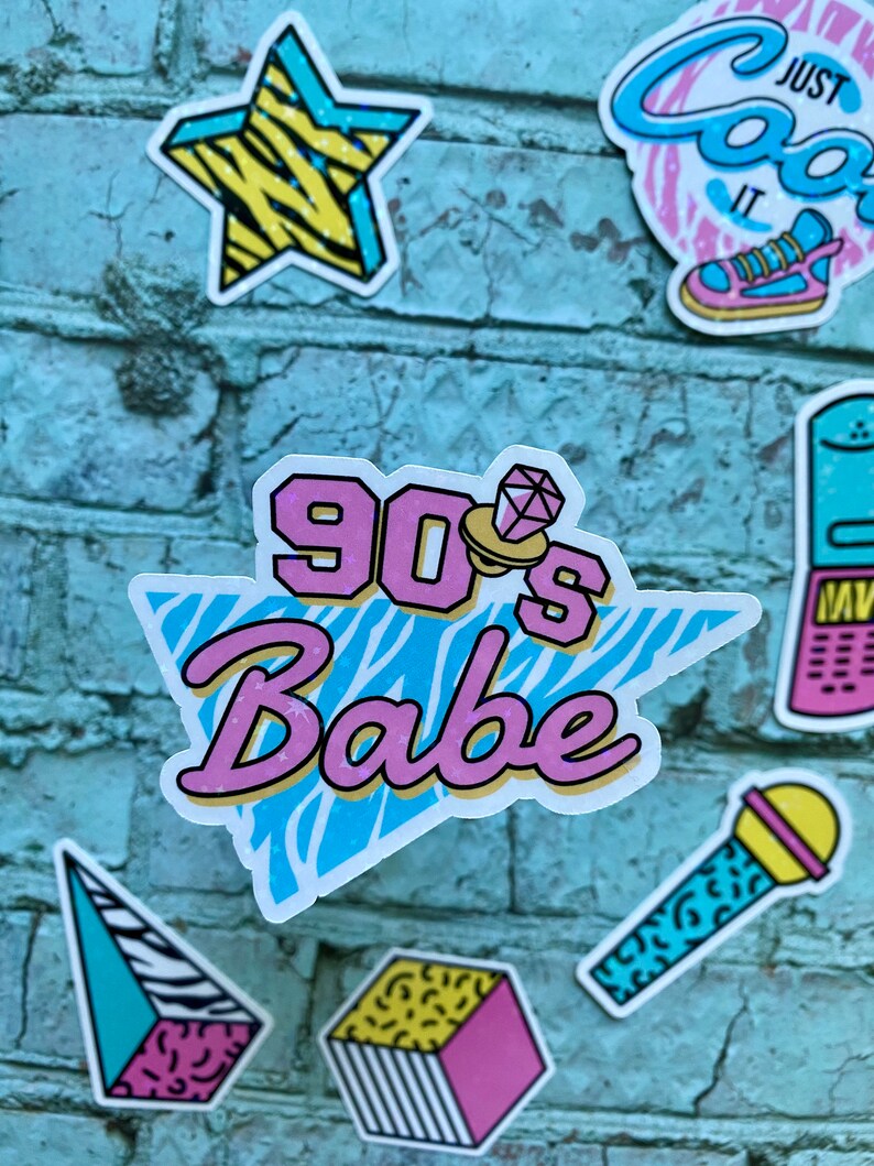 Pack of 9 Waterproof Vinyl Holographic 90s Themed Stickers - Etsy
