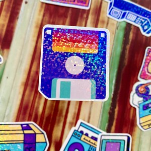 Pack of 11 Waterproof Vinyl Holographic 80s Themed Stickers, Retro ...