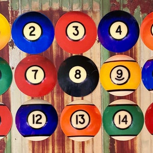Pack of 15 Waterproof Vinyl Vintage Billiard Ball Stickers, Retro Pool ...