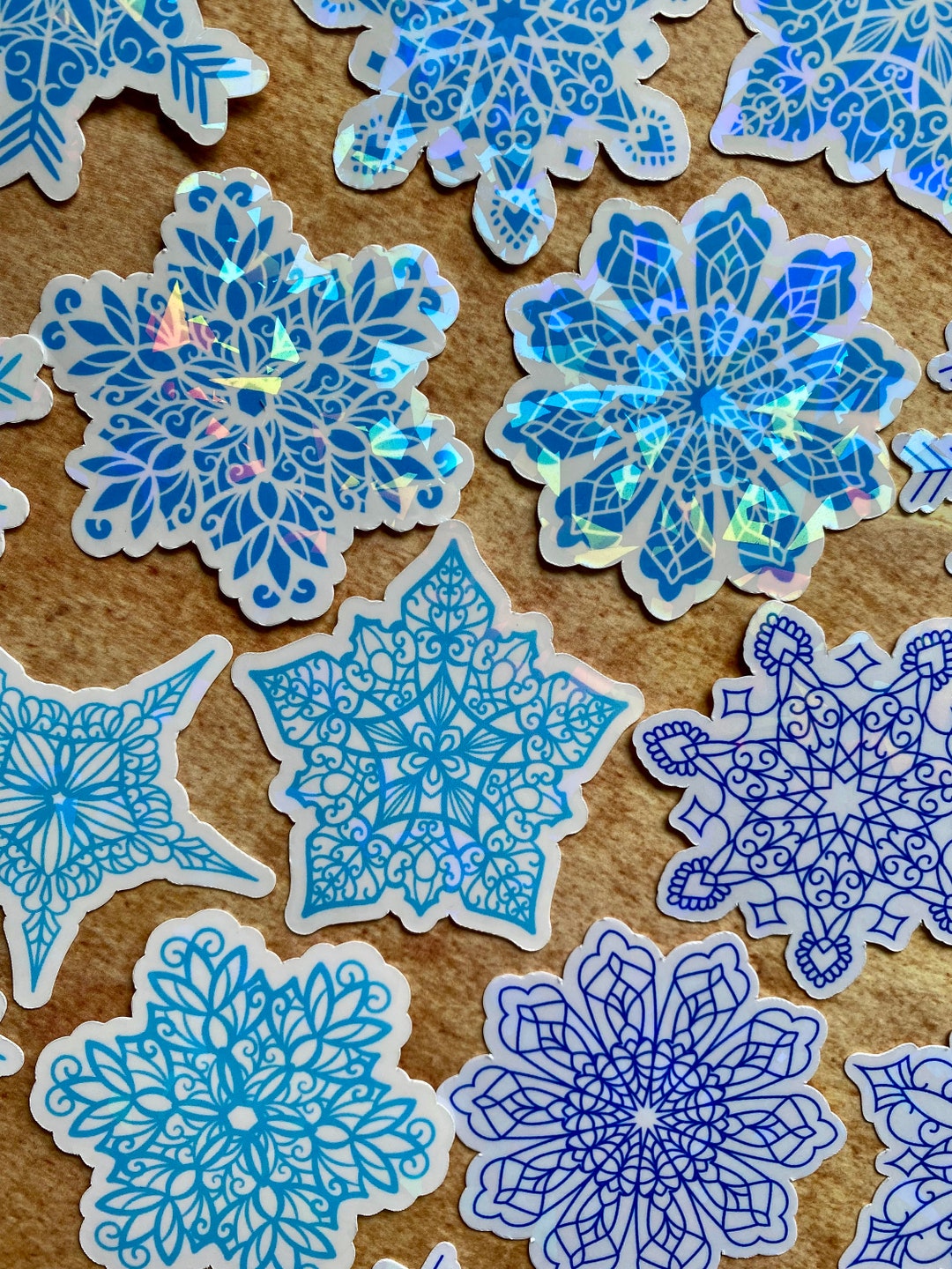 Pack of 5 Waterproof Vinyl Snowflake Stickers, Christmas Winter Sticker ...