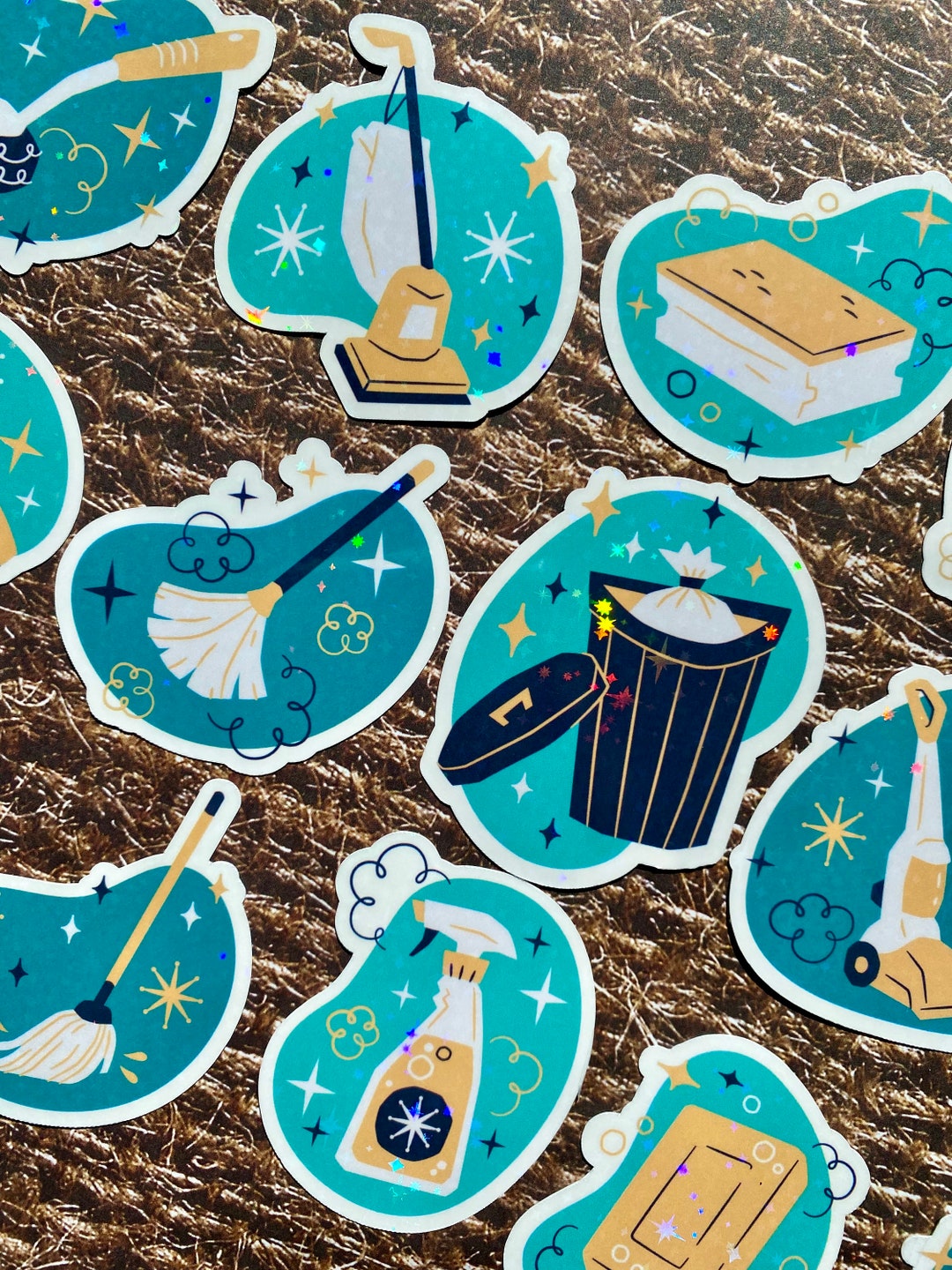 Pack of 13 Waterproof Vinyl Cute Cleaning Stickers, Chore Cleaning ...