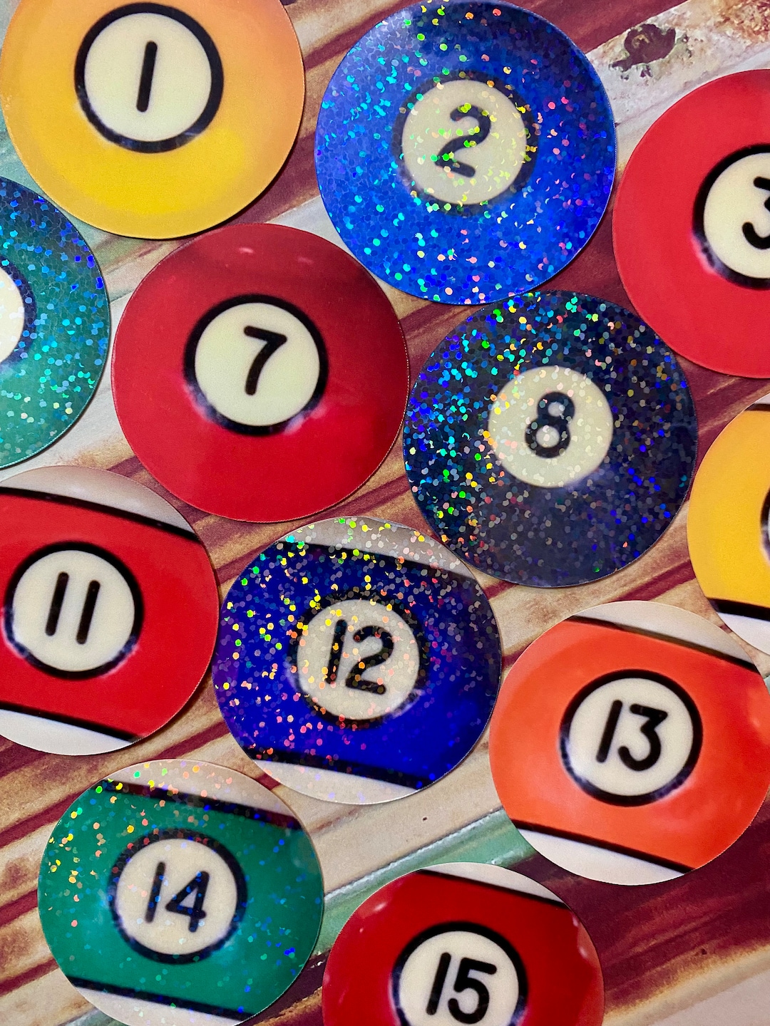 Pack of 15 Waterproof Vinyl Vintage Billiard Ball Stickers, Retro Pool ...